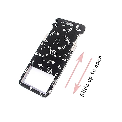 JUDODUCK Black Music Note ID Lanyard with Retractable Badge Holder Clip Detachable Key Card Holder Teacher Lanyard for ID Badges Art School Student Gifts