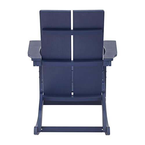 Flash Furniture Finn Modern Poly Resin Wood Adirondack Rocking Chair Dual Slat Back-Stainless Steel Hardware, 2 Pack, Navy