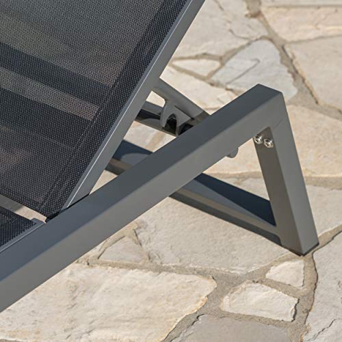 Christopher Knight Home Myers Outdoor Mesh Chaise Lounges with Aluminum Frame, 2-Pcs Set, Black Mesh / Grey
