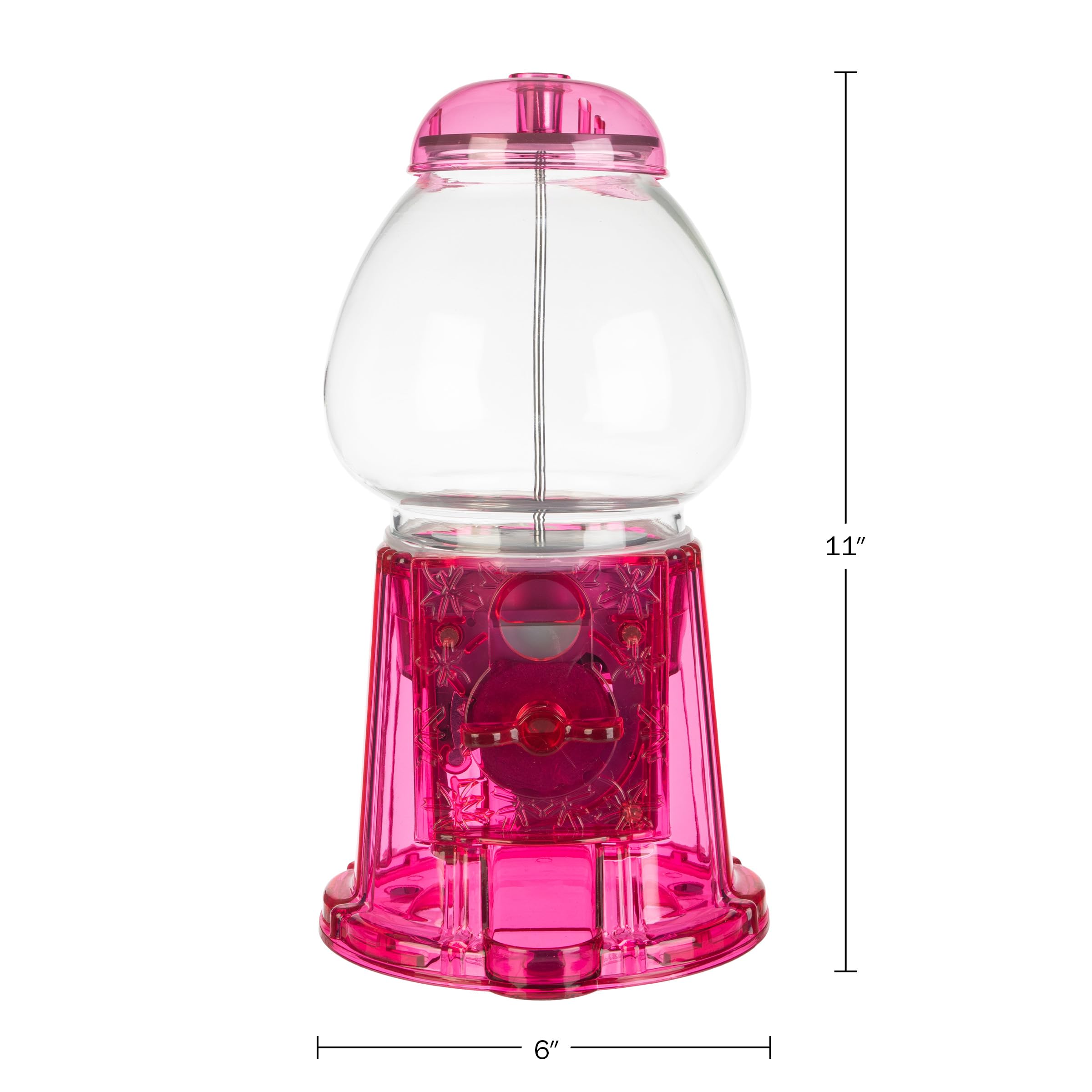 11-Inch Translucent Gumball Machine - Coin-Operated Candy Dispenser Vending Machine and Piggy Bank by Great Northern Popcorn (Pink)