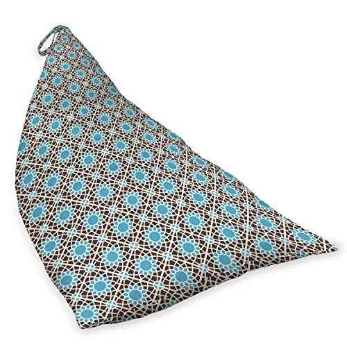 Ambesonne Ethnic Lounger Chair Bag, Traditional Mosaic Ottoman Effects Along Oriental Moroccan Symmetric Theme, High Capacity Storage with Handle Container, Lounger Size, Brown and Azure Blue