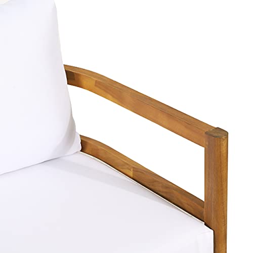 Christopher Knight Home Ellendale Loveseat and Coffee Table Set, White + Teak