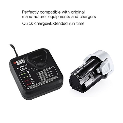 Powerextra 2500mAh 12-Volt MAX Lithium-Ion Replacement Battery Compatible with Black & Decker LBXR12 LBX12 LB12 BL1510 BL1310 BL1110 LB12 Battery