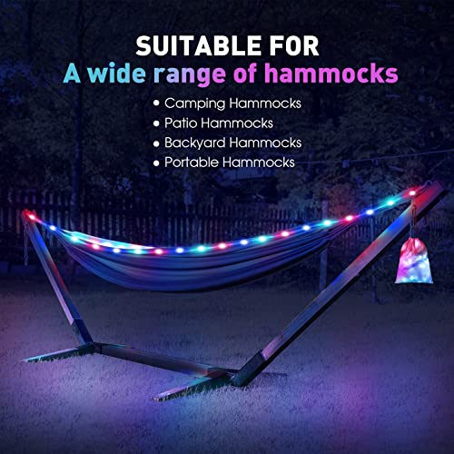 LFSMVT Camping Hammock LED Lights, Music Sync, App/Remote Control, Dimmable RGBIC Hammock Lights with Multi-use Storage Bag for Camping Hammock, Indoor/Outdoor Portable Hammock 【Hammock Not Include】