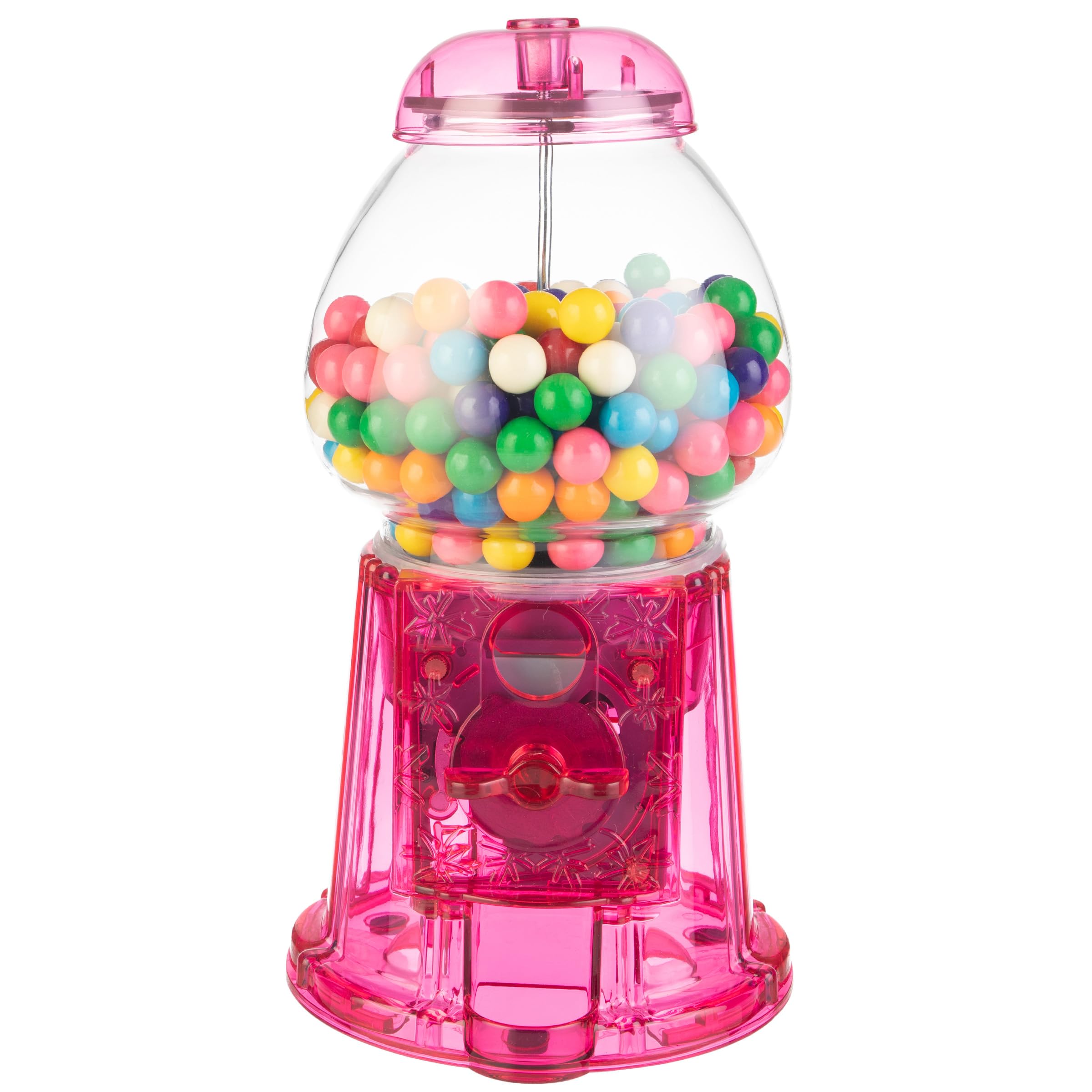 11-Inch Translucent Gumball Machine - Coin-Operated Candy Dispenser Vending Machine and Piggy Bank by Great Northern Popcorn (Pink)