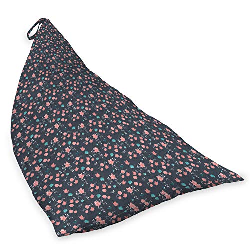 Ambesonne Flowers Lounger Chair Bag, Romantic Buds Bouquets and Lilly Branches Gardening Pastel Motif Pattern, High Capacity Storage with Handle Container, Lounger Size, Coral Grey Turquoise