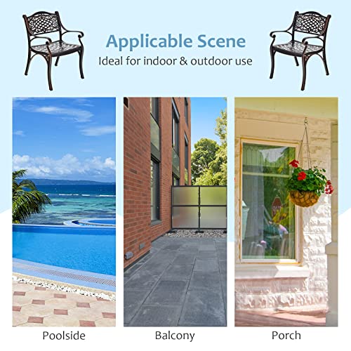 Giantex 2 Pieces Patio Chairs, Cast Aluminum Bistro Chairs with Armrest, All-Weather Patio Dining Chair with Adjustable Feet, Outdoor Armchairs for Garden Deck Backyard Poolside (1)
