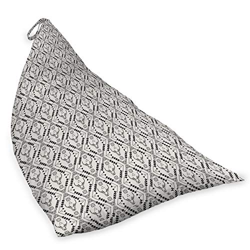 Ambesonne Ethnic Lounger Chair Bag, Abstract Tribal Elements Along Deer Heads Image Triangles and Circles, High Capacity Storage with Handle Container, Lounger Size, Pearl and Charcoal Grey