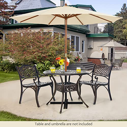 Giantex 2 Pieces Patio Chairs, Cast Aluminum Bistro Chairs with Armrest, All-Weather Patio Dining Chair with Adjustable Feet, Outdoor Armchairs for Garden Deck Backyard Poolside (1)