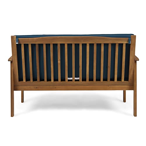 Christopher Knight Home Grace Outdoor Acacia Wood Loveseat, Brown Patina an Dark Teal