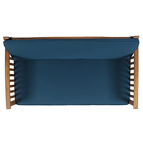 Christopher Knight Home Grace Outdoor Acacia Wood Loveseat, Brown Patina an Dark Teal