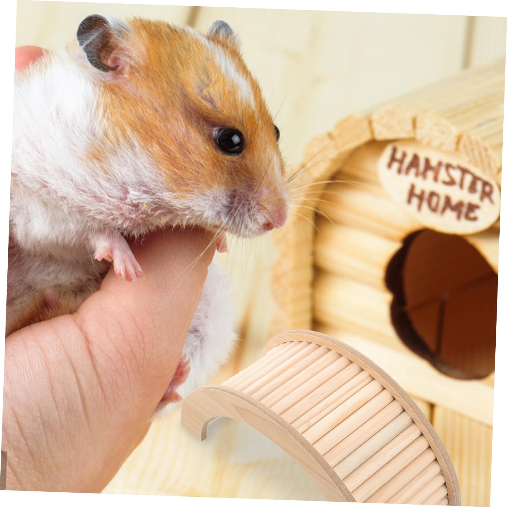 HEALEEP Hamster Toy Bridge Hedgehog Ladder Hamster Chew Toys Guinea Ramp Chinchilla Climbing Ladder Slide for Hamster Bridge Decor Hamster Accessories Wooden Rabbit Arch Bridge