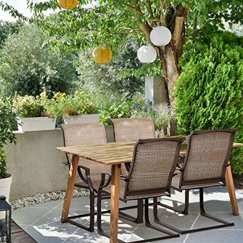 BALI OUTDOORS Patio Dining Chairs Set of 2, Textilene Outdoor Furniture Chairs Firepit Chairs All Weather Resistant Rocking Chairs, Brown