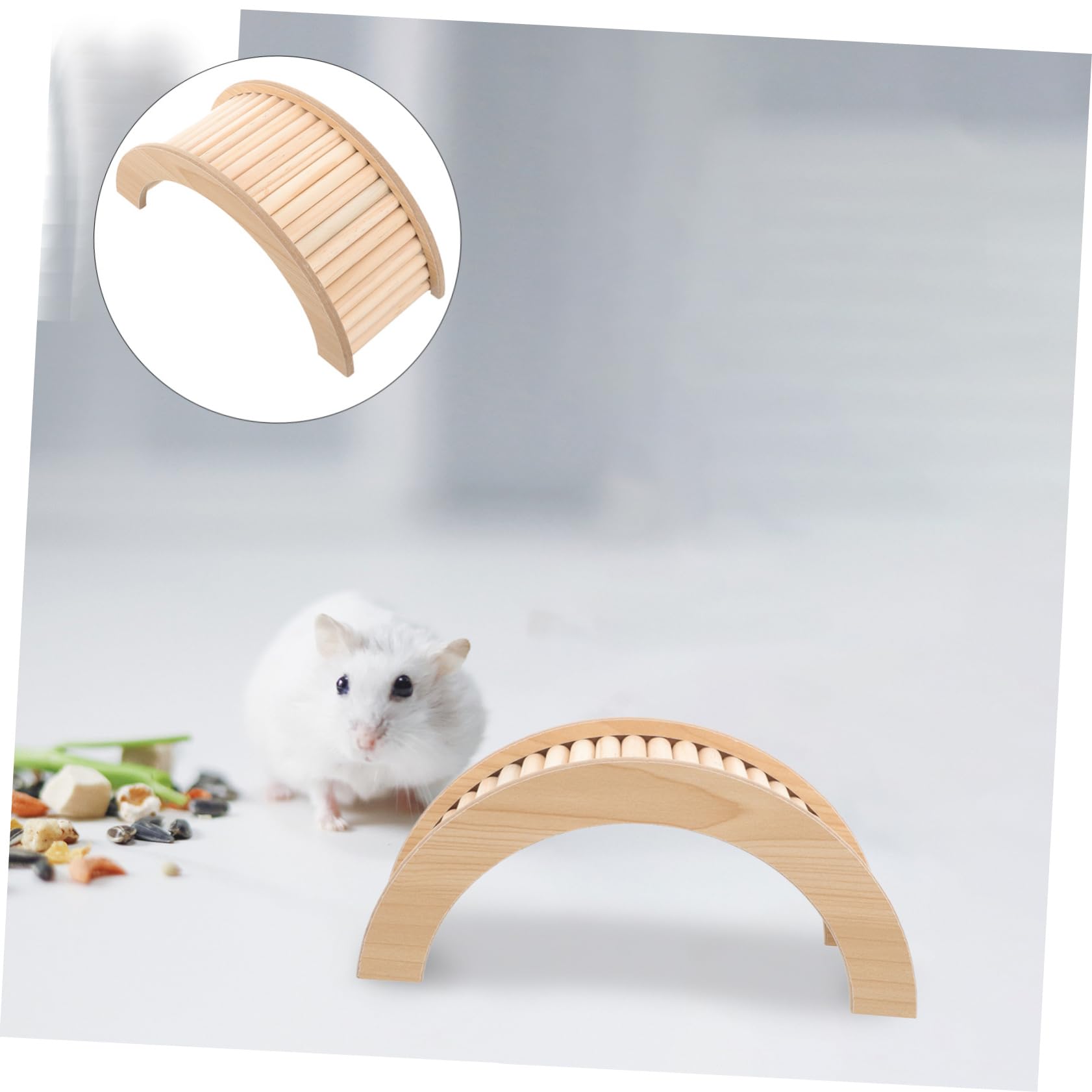 HEALEEP Hamster Toy Bridge Hedgehog Ladder Hamster Chew Toys Guinea Ramp Chinchilla Climbing Ladder Slide for Hamster Bridge Decor Hamster Accessories Wooden Rabbit Arch Bridge