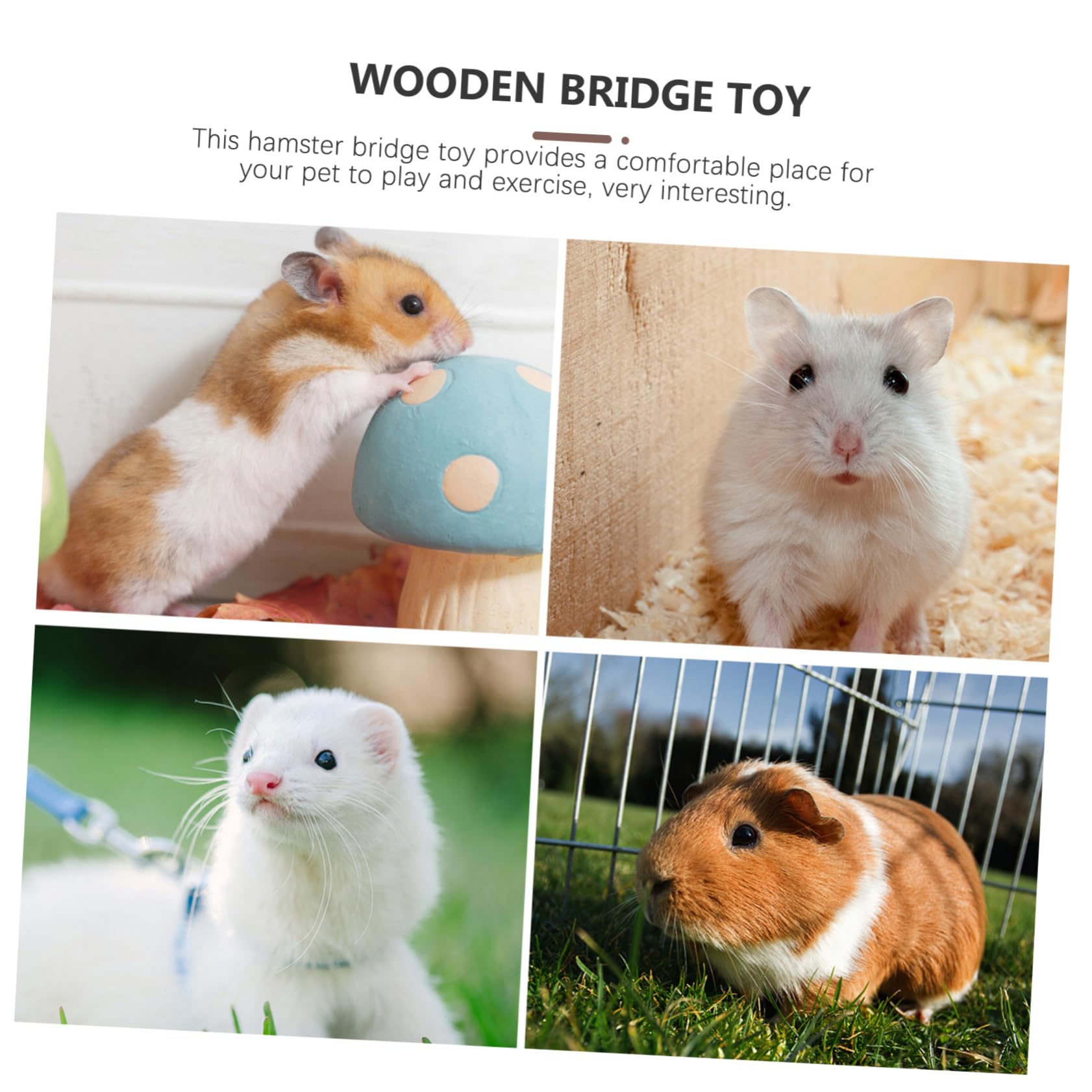 HEALEEP Hamster Toy Bridge Hedgehog Ladder Hamster Chew Toys Guinea Ramp Chinchilla Climbing Ladder Slide for Hamster Bridge Decor Hamster Accessories Wooden Rabbit Arch Bridge