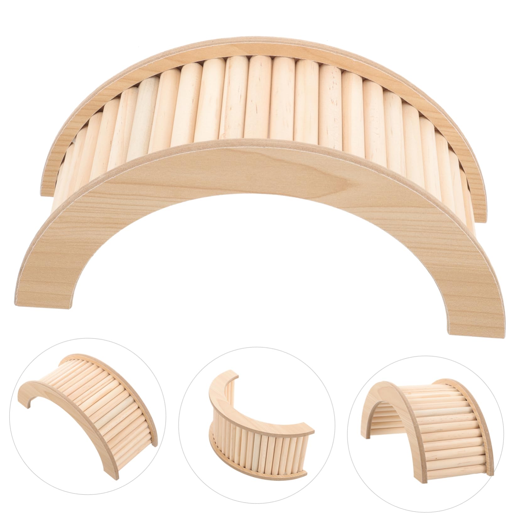 HEALEEP Hamster Toy Bridge Hedgehog Ladder Hamster Chew Toys Guinea Ramp Chinchilla Climbing Ladder Slide for Hamster Bridge Decor Hamster Accessories Wooden Rabbit Arch Bridge