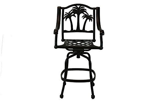 theWorldofpatio Palm Tree Cast Aluminum Powder Coated Barstool - Set of 4 - Antique Bronze