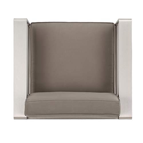 Christopher Knight Home Cape Coral Outdoor Aluminum Club Chairs with Water Resistant Cushions, Khaki (Pack of 2)