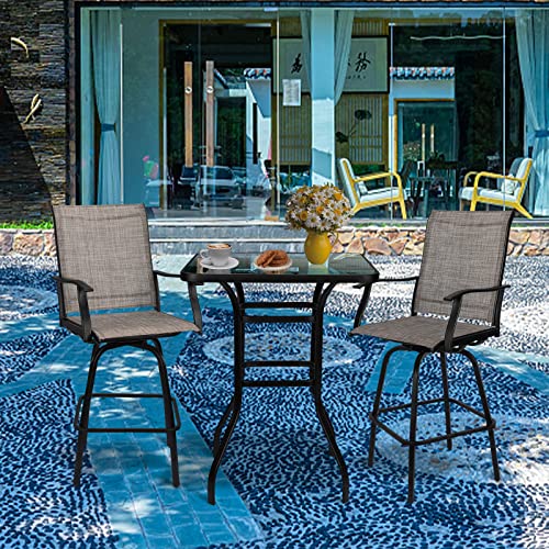 Vipush 2 Piece Swivel Bar Stools Outdoor High Patio Chairs Furniture with All Weather Metal Frame