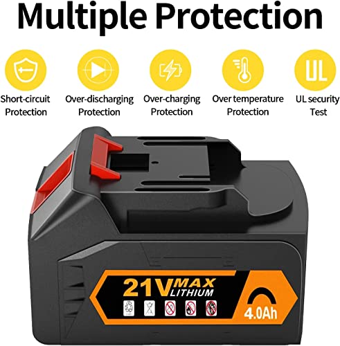 EKACO 320 CFM & 180 MPH Leaf Blower with 4.0Ah Battery and Charger + 21V 4.0Ah Li-ion Battery Packs