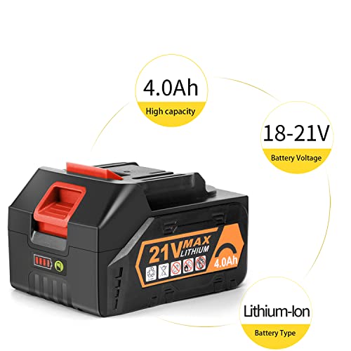 EKACO 320 CFM & 180 MPH Leaf Blower with 4.0Ah Battery and Charger + 21V 4.0Ah Li-ion Battery Packs