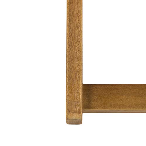 Safavieh PAT7040B-SET2 Outdoor Collection Loren Teak, White Foldable Sling Adirondack Chair, Natural/Grey Stripe