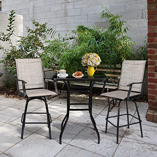 Vipush 2 Piece Swivel Bar Stools Outdoor High Patio Chairs Furniture with All Weather Metal Frame