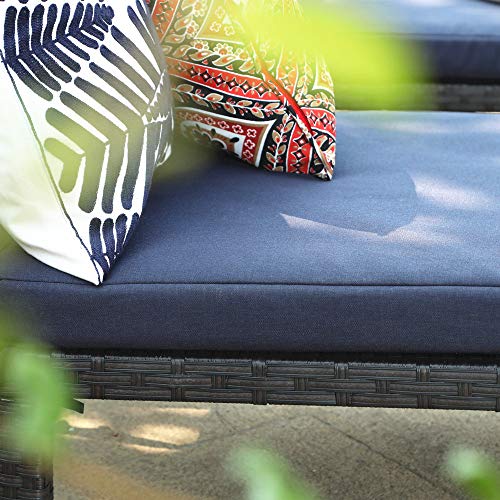 PHI VILLA Outdoor 2-Piece Chaise Lounge Chair- Patio Wicker Sun Lounger