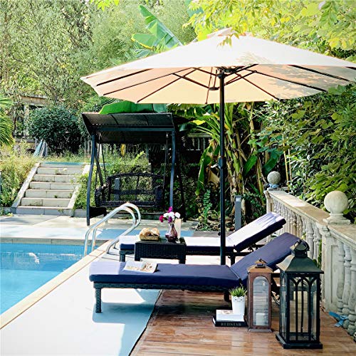 PHI VILLA Outdoor 2-Piece Chaise Lounge Chair- Patio Wicker Sun Lounger