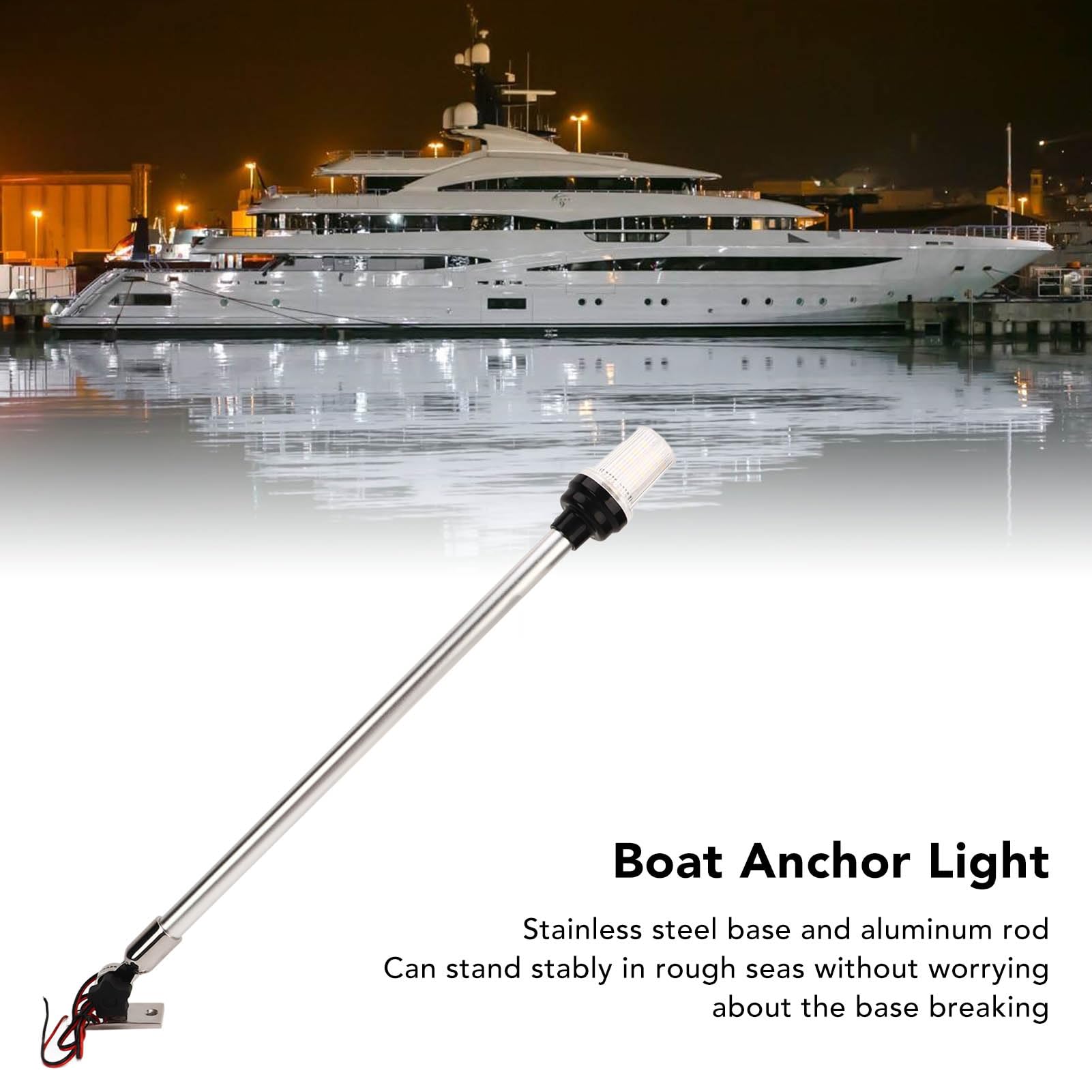 Boat Stern Light, 360 Degrees All Around Fold Down Pole Light, 3NM Visibility LED Navigation Light with 316 Stainless Steel Base for Marine, Fishing Boat, Yacht, Pontoon (22 inch)