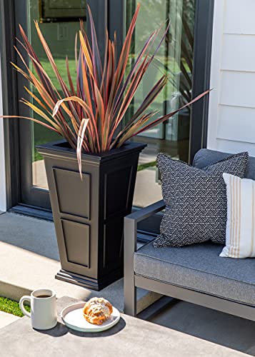 Veradek Fairmont Tall Plastic Planter - Large Outdoor Planter for Front Porch | Crack Resistant All-Weather Use | Classic Estate Design for Tall Plants, Flowers, Trees