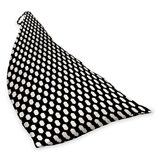 Ambesonne Geometric Lounger Chair Bag, Curved Shapes Inspired in Oriental Style Traditional Architecture, High Capacity Storage with Handle Container, Lounger Size, Charcoal Grey and Ivory