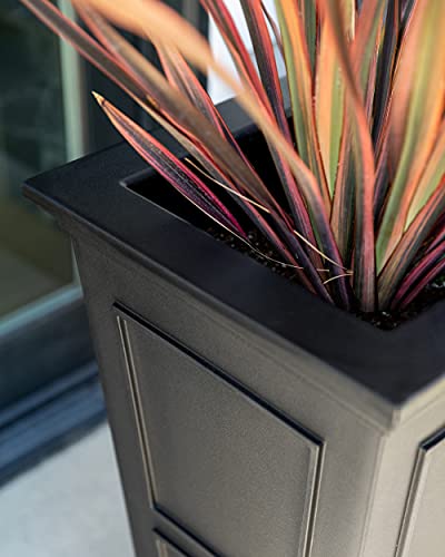 Veradek Fairmont Tall Plastic Planter - Large Outdoor Planter for Front Porch | Crack Resistant All-Weather Use | Classic Estate Design for Tall Plants, Flowers, Trees