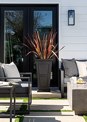 Veradek Fairmont Tall Plastic Planter - Large Outdoor Planter for Front Porch | Crack Resistant All-Weather Use | Classic Estate Design for Tall Plants, Flowers, Trees