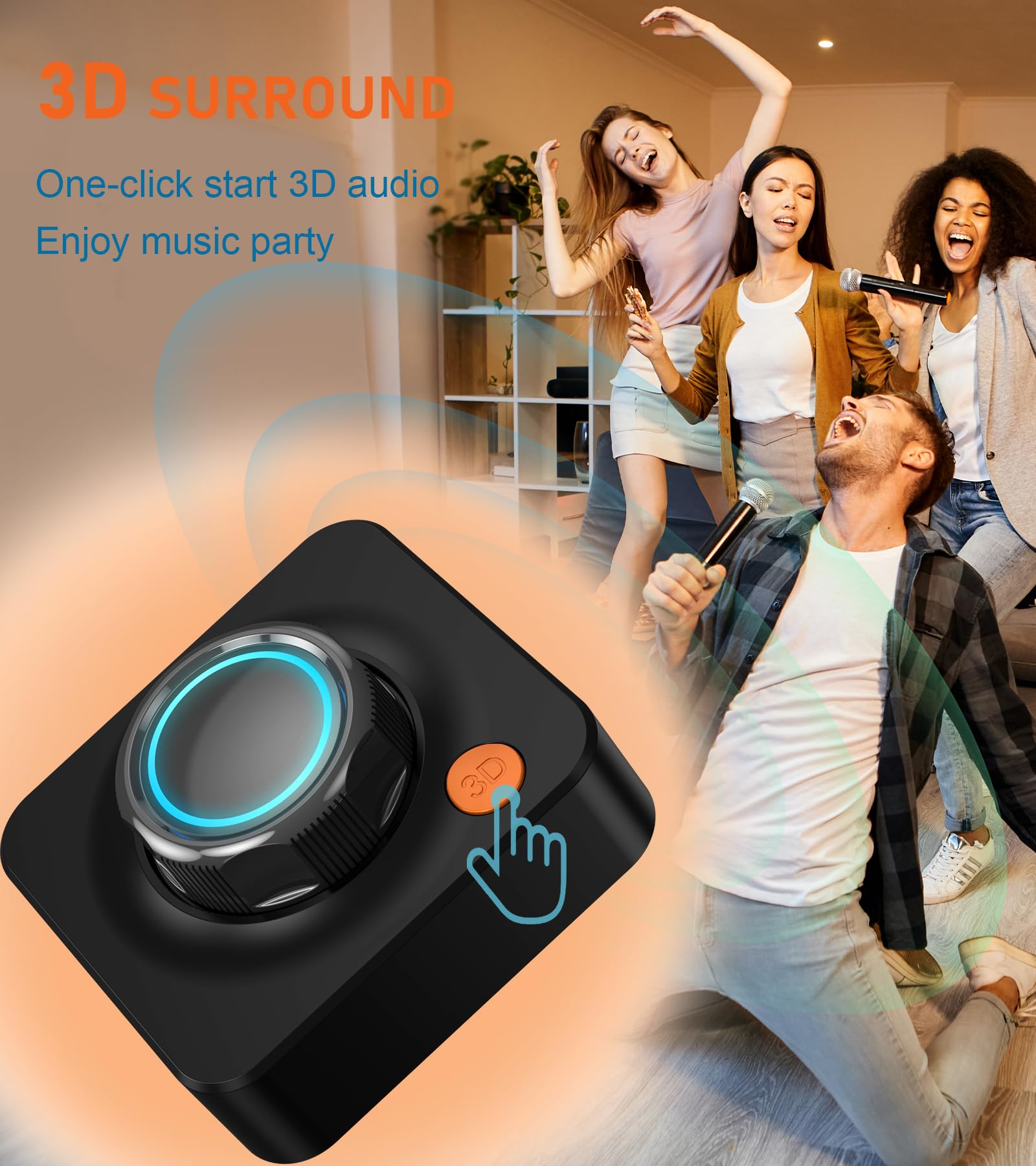KAIY Bluetooth Audio Receiver, 3D Surround HiFi Music Streaming, 3.5mm AUX, Optical, Coaxial, TF Card Compatible, 33ft Range, No Battery