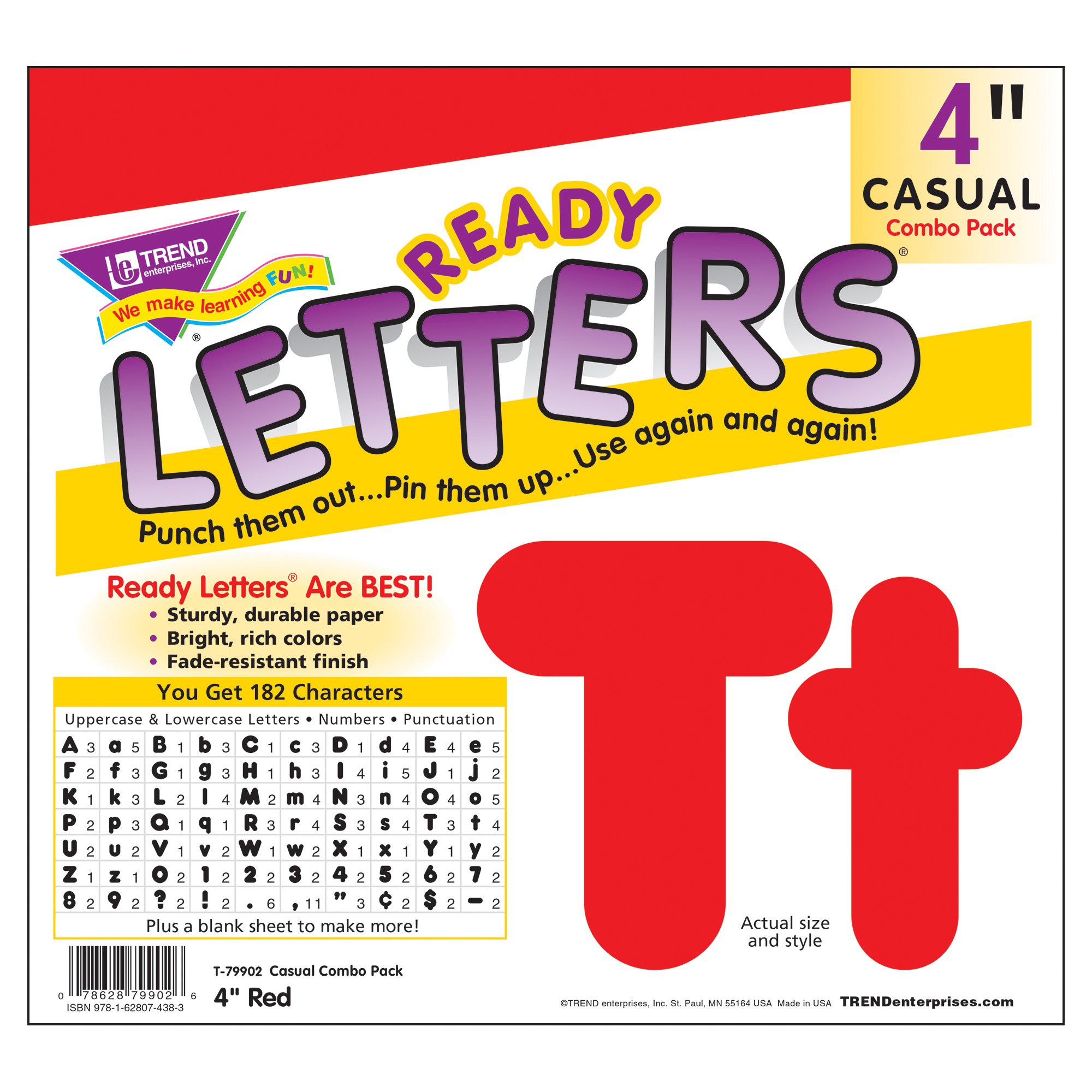 Trend Ready Letters Letter & Number, Red