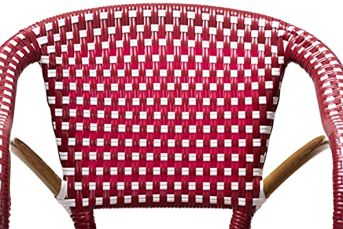 Baxton Studio Eliane Dining Side Chair in Red and White (Set of 2)