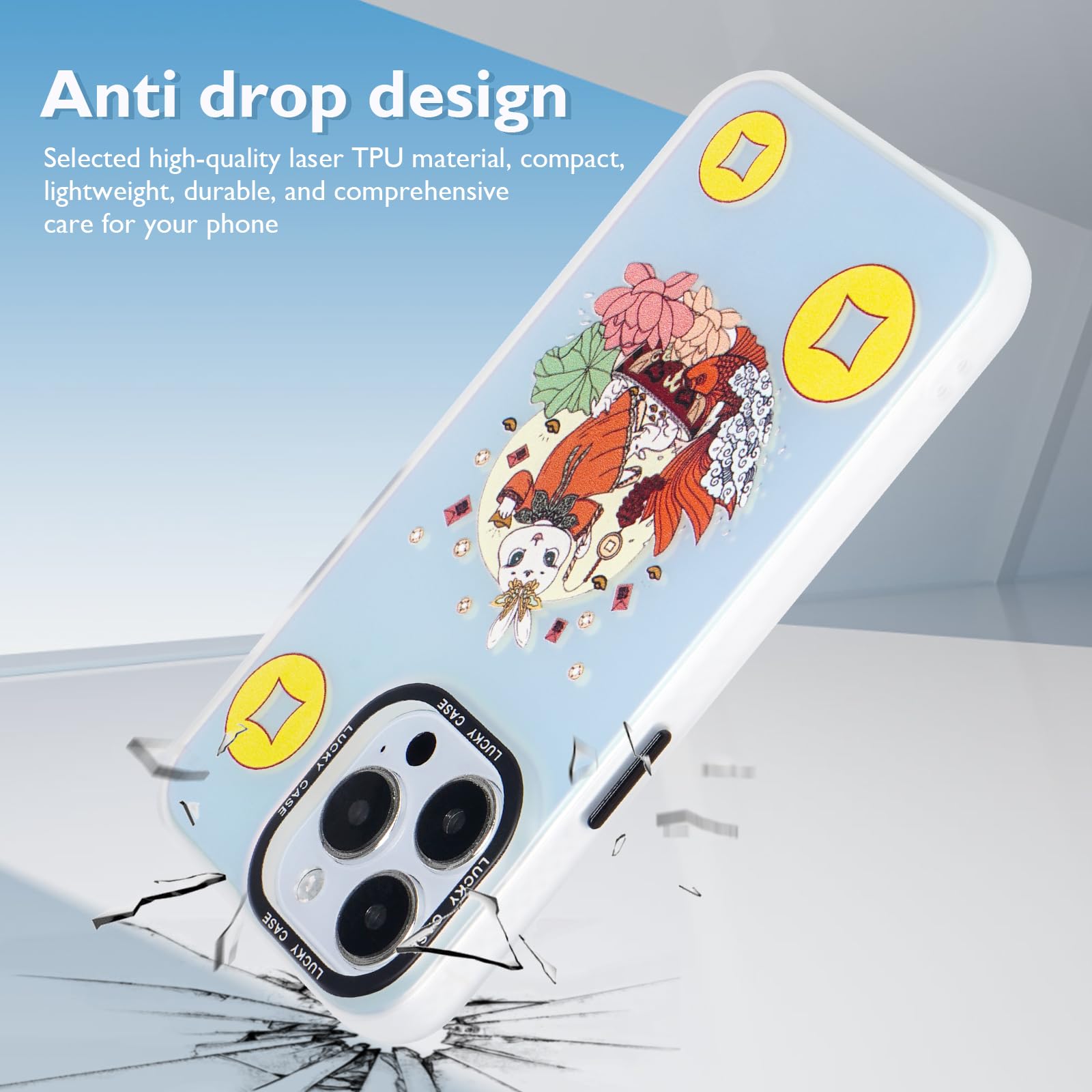 Lao Lin Arts,Compatiable for iPhone Case,Golden Dazzle Phone Case,Change Color with Light,Drop-Proof Phone Case,No Fingerprints,Rabbit, (iPhone 13)