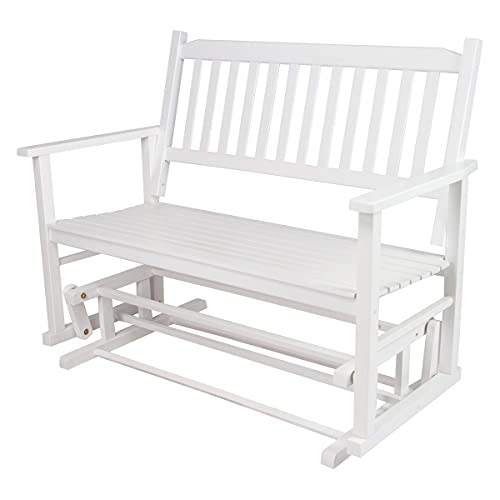 Shine Company 4215WT Torrey Outdoor 2 Person Glider Loveseat | Patio Glider Bench for Indoor/Outdoor – White