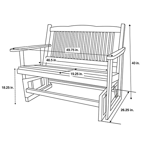 Shine Company 4215WT Torrey Outdoor 2 Person Glider Loveseat | Patio Glider Bench for Indoor/Outdoor – White