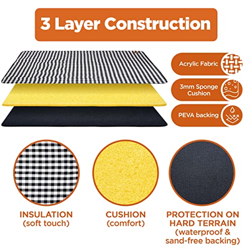 Picnic Blankets Waterproof Foldable, Large Beach Blanket, Waterproof Picnic Blanket, Durable and Versatile Picnic Mat with Leather Handle & Sling, Outdoor Blanket with PEVA Backing Layer