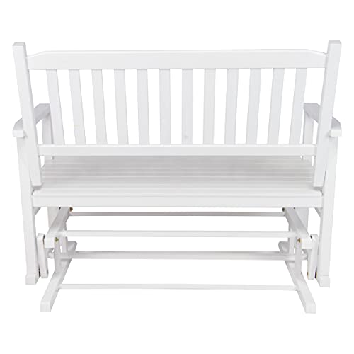 Shine Company 4215WT Torrey Outdoor 2 Person Glider Loveseat | Patio Glider Bench for Indoor/Outdoor – White
