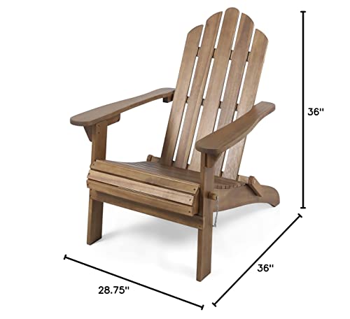 Christopher Knight Home Cara Outdoor Foldable Acacia Wood Adirondack Chair, Dark Brown Finish