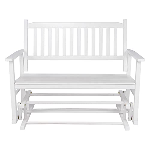 Shine Company 4215WT Torrey Outdoor 2 Person Glider Loveseat | Patio Glider Bench for Indoor/Outdoor – White