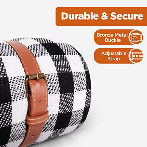 Picnic Blankets Waterproof Foldable, Large Beach Blanket, Waterproof Picnic Blanket, Durable and Versatile Picnic Mat with Leather Handle & Sling, Outdoor Blanket with PEVA Backing Layer