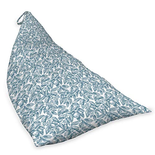 Ambesonne Botanical Lounger Chair Bag, Monochrome Style Illustration Hand Drawn Apple Trees Pattern in Bluish Colors, High Capacity Storage with Handle Container, Lounger Size, Blue and White