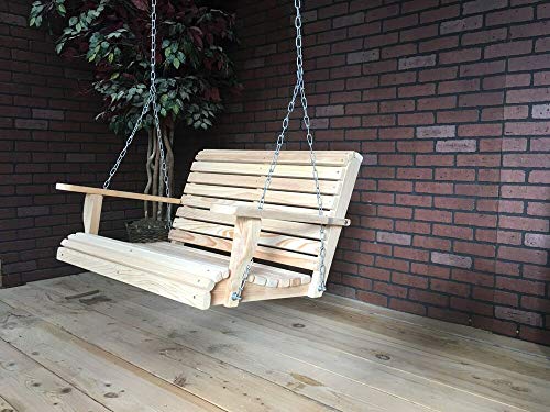Cypress Apartment Size Wood Wooden Contoured Seat Porch Yard Swing 3ft