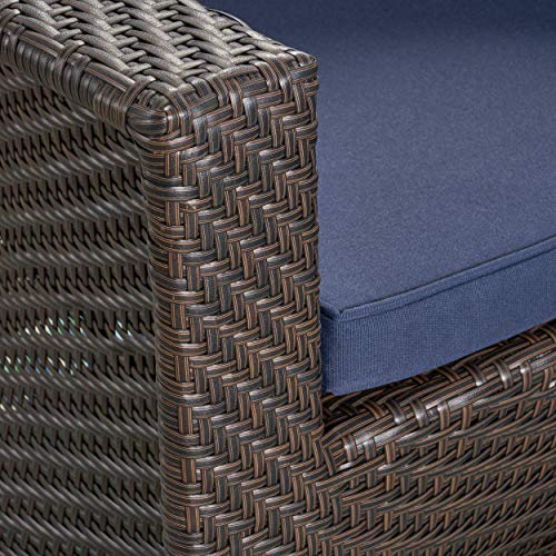 Christopher Knight Home 306023 Koch Outdoor Wicker Swivel Chair, Dark Gray, Multi Brown/Navy
