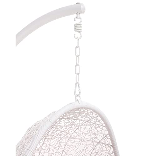 Zuri Furniture Modern Reef White Basket Swing Chair Yellow Cushion with Stand