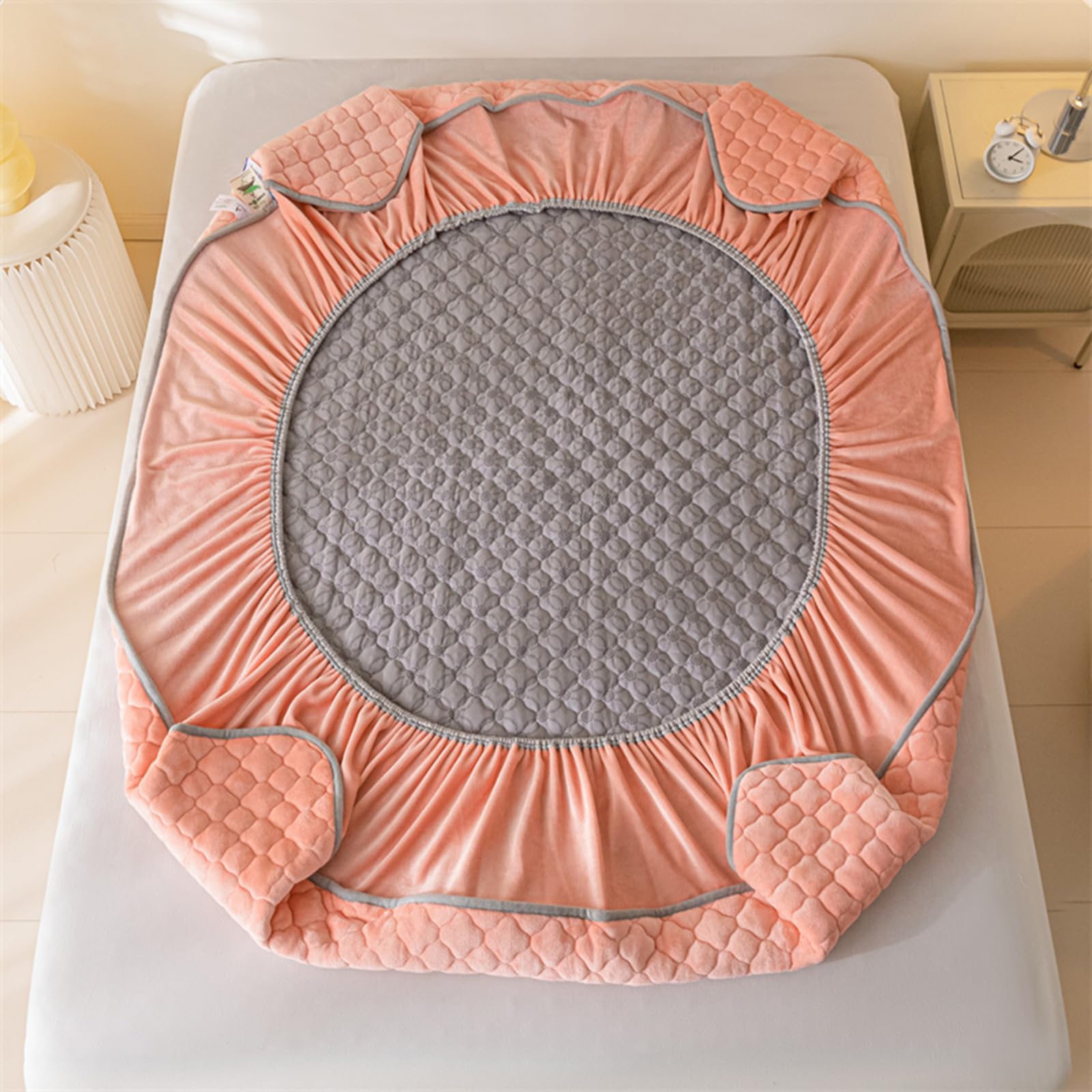 Velvet Fitted Sheet Full Size,Plush Thicken Quilted Mattress Cover 2 Pillowcases-Fuzzy Flannel Bed Sheets with 13'' Deep Pocket,Suitable for Fall Winter and Spring (Pink, Full)
